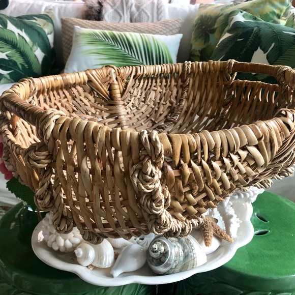 Accents | Nwt Large Designer Rattan Rope Handle Basket | Poshmark
